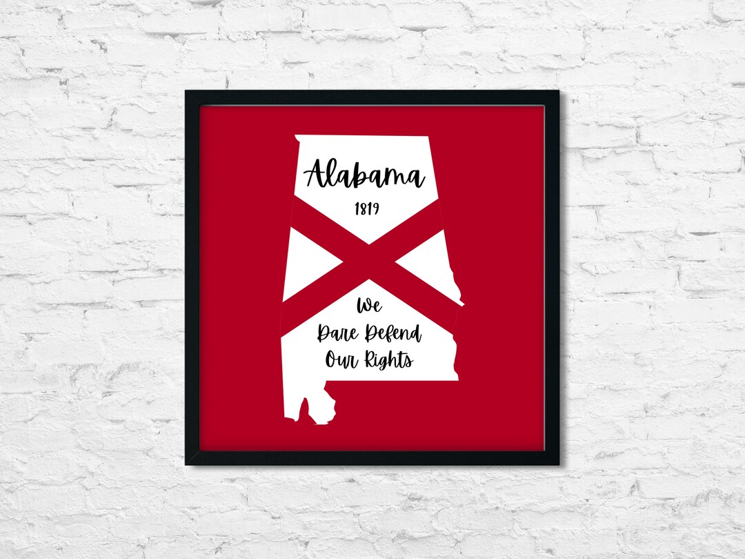 Alabama State Motto Digital Download, Red, White, Black Script Font ...