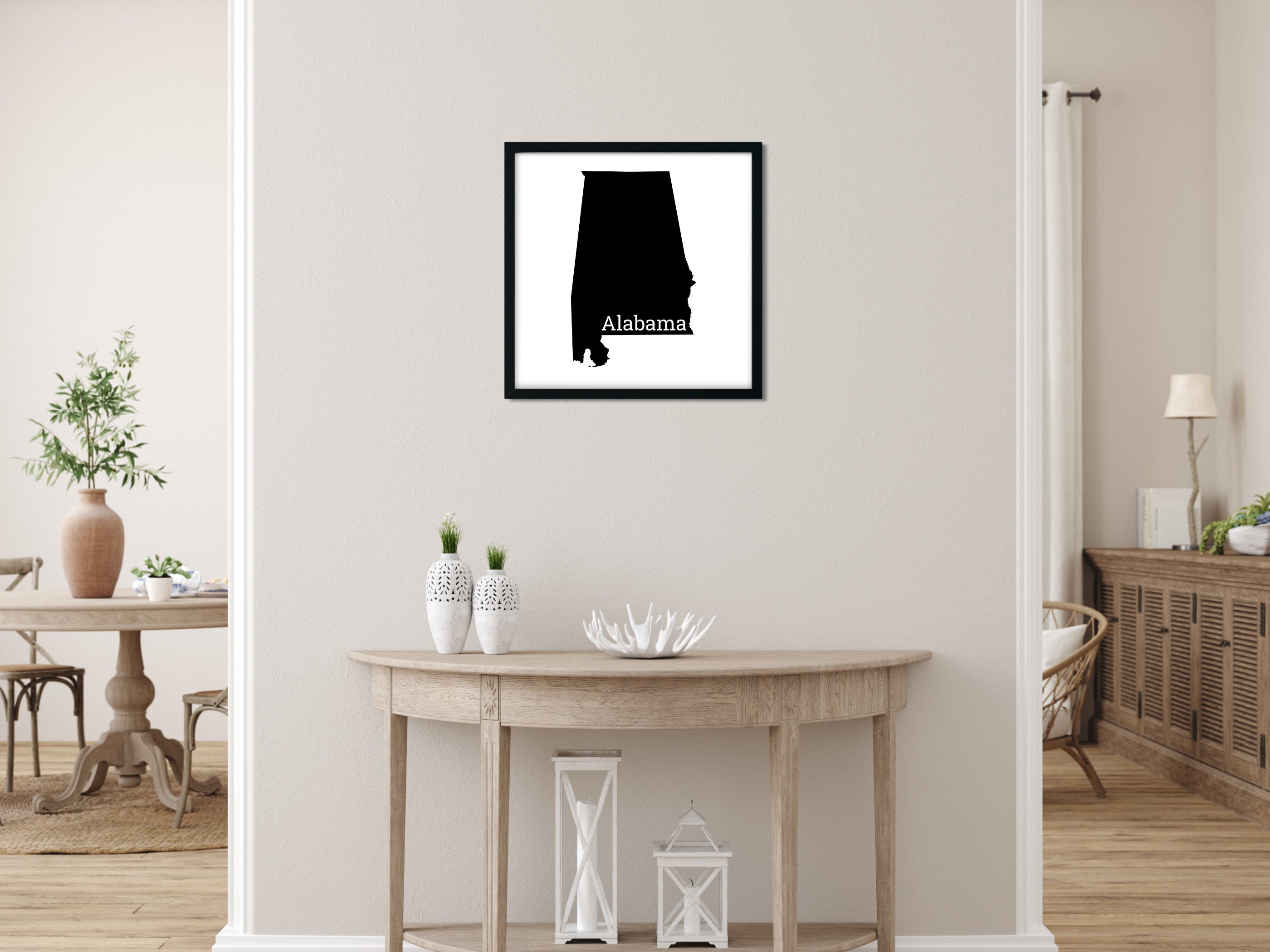 Alabama Minimalist Map - Printable Art in Black & White - Instant ...