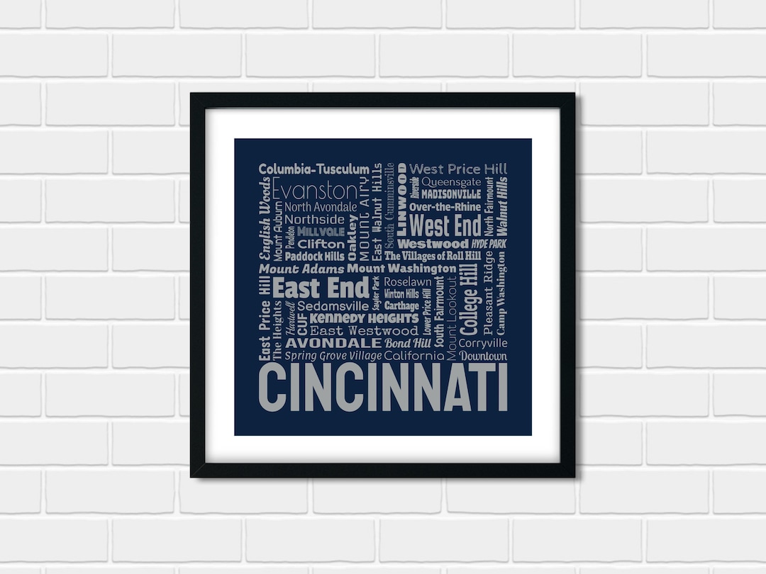 Cincinnati Neighborhoods Typography Word Cloud Printable Art, Digital ...