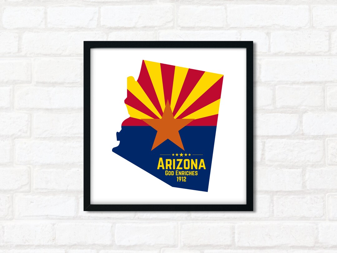 Arizona Flag Digital Printable Art, Minimalist Yellow, Blue, Red ...