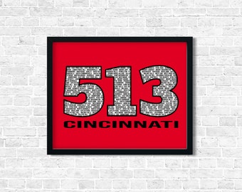 Cincinnati Neighborhoods Digital Art Print, Black, Blue, & White Ohio ...