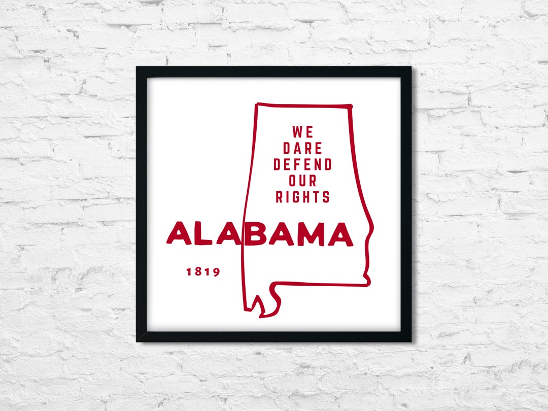 Alabama State Motto Digital Download Art Print, Hi Res Red & White ...