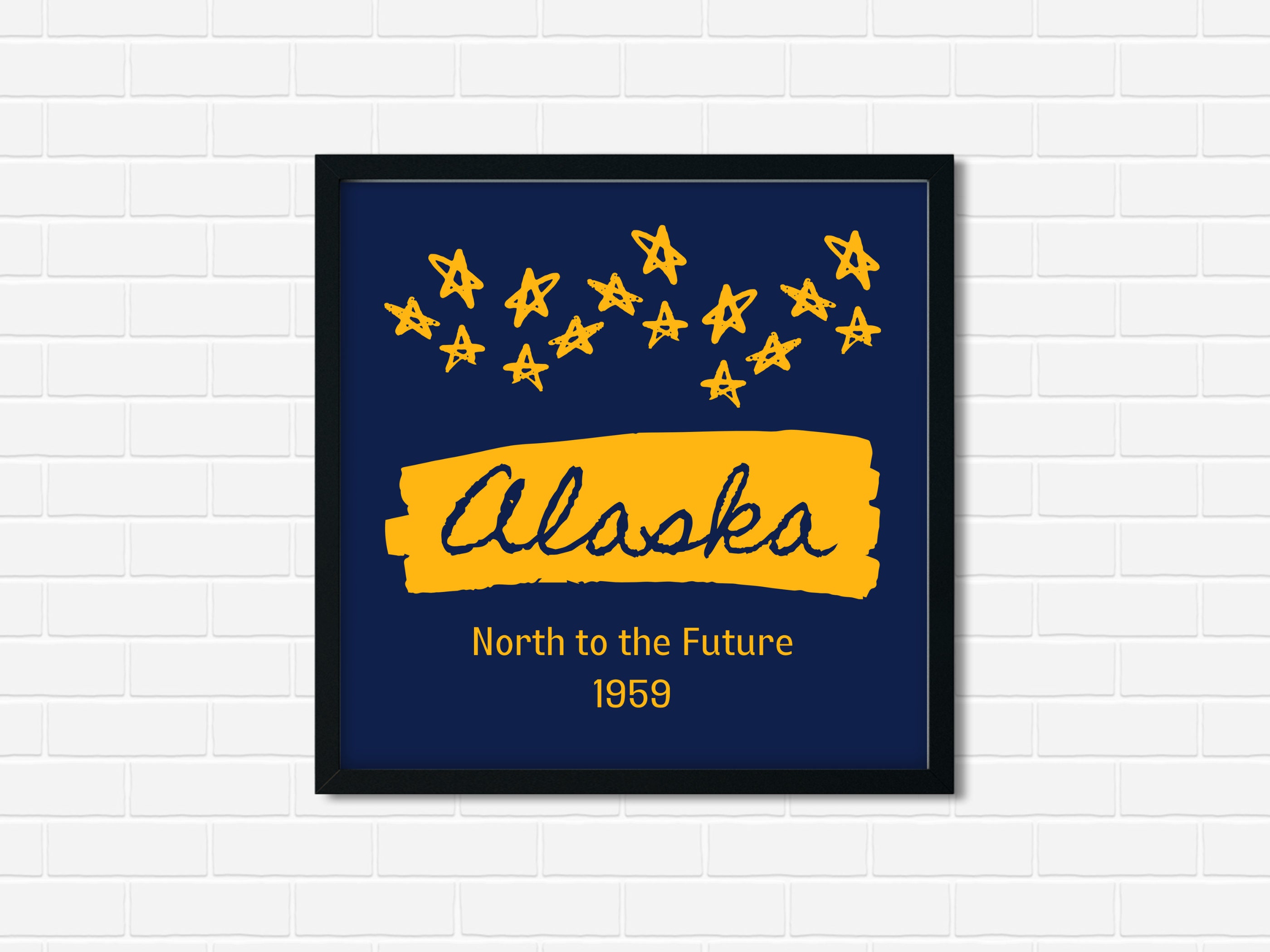 Alaska Stars Printable Art, Minimalist Navy Blue & Gold Design With ...