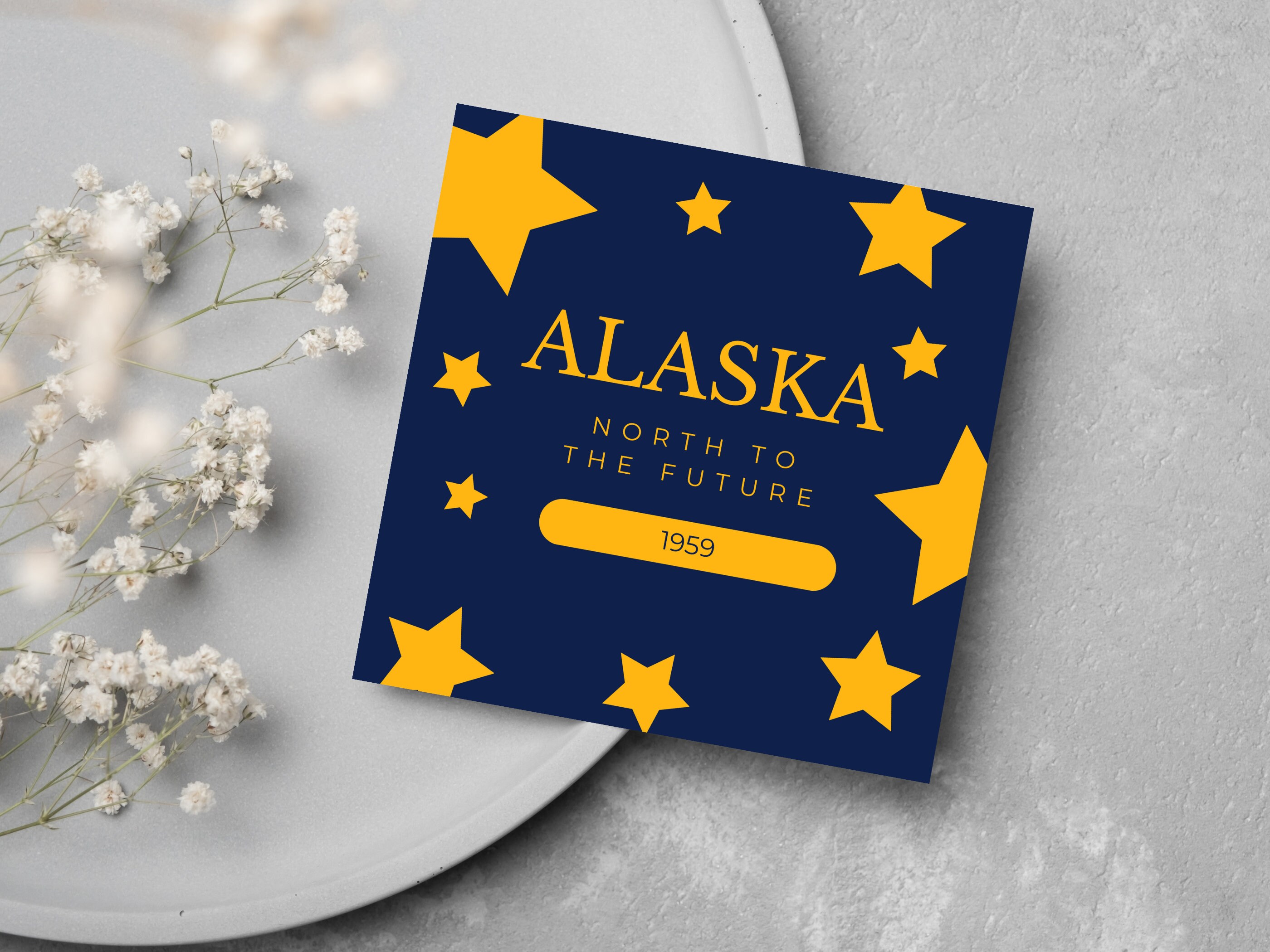 Alaska Stars Printable Art, Minimalist Navy Blue & Gold Stars Design ...