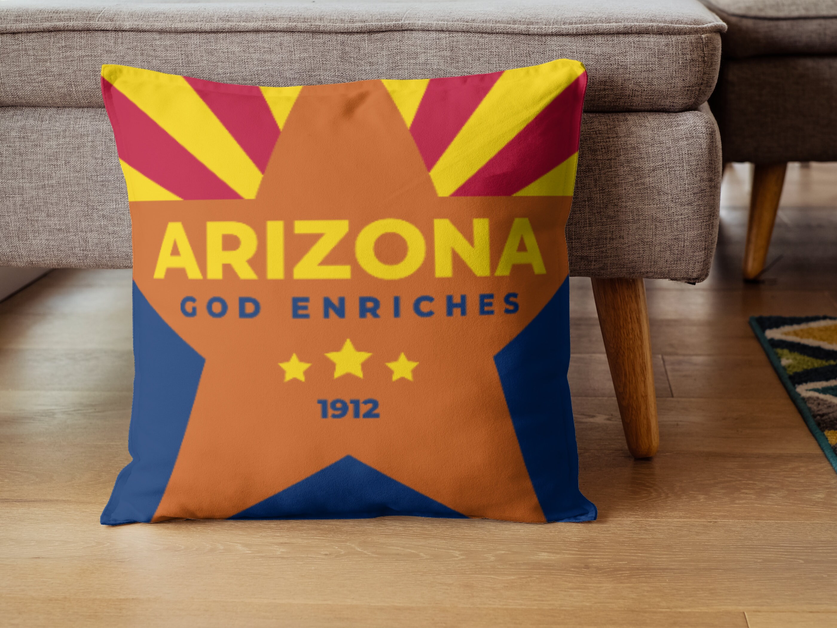 Arizona Flag Digital Printable Art, Minimalist Yellow, Blue, Red ...