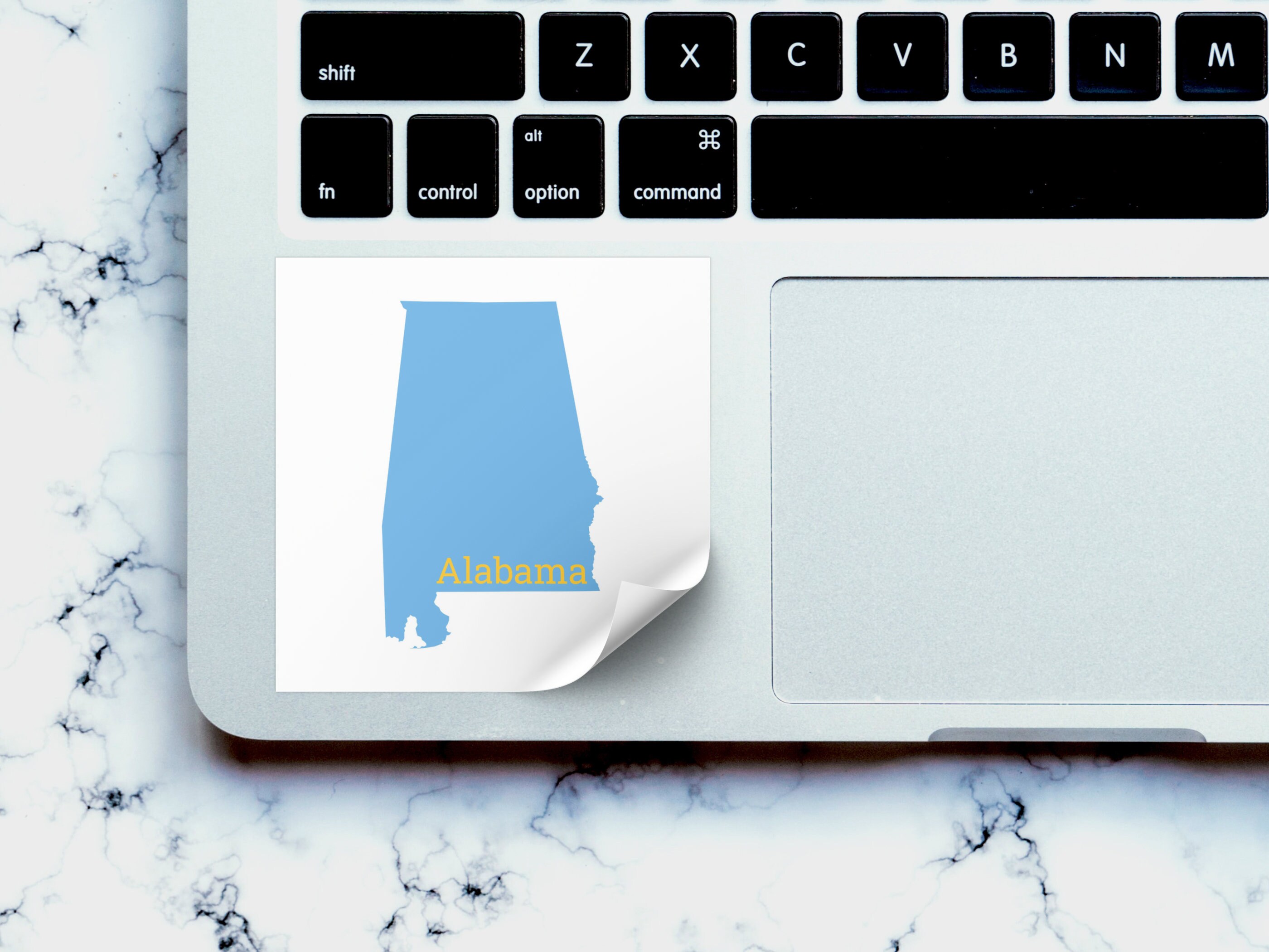 Alabama Minimalist Map - Printable Art in Gold and Light Blue - Instant ...