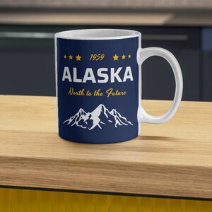 Alaska Mountain Landscape Printable Art, Minimalist Navy Blue, Gold ...