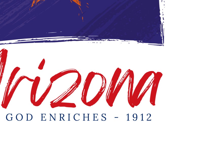 Arizona State Flag Digital Printable Art, Minimalist Blue, Red, Yellow ...