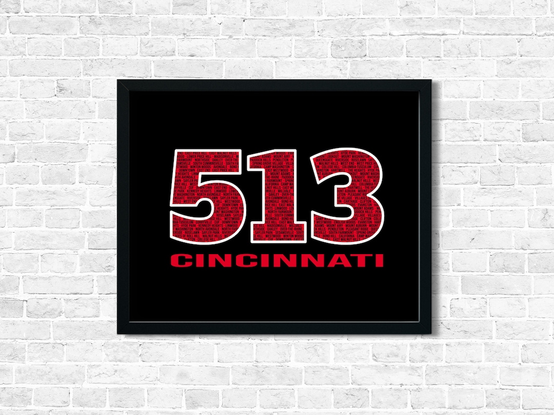 Cincinnati Neighborhoods Digital Art Print, Black, Red, & White Ohio ...