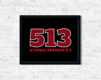 Cincinnati Neighborhoods Digital Art Print, Black, Blue, & White Ohio ...