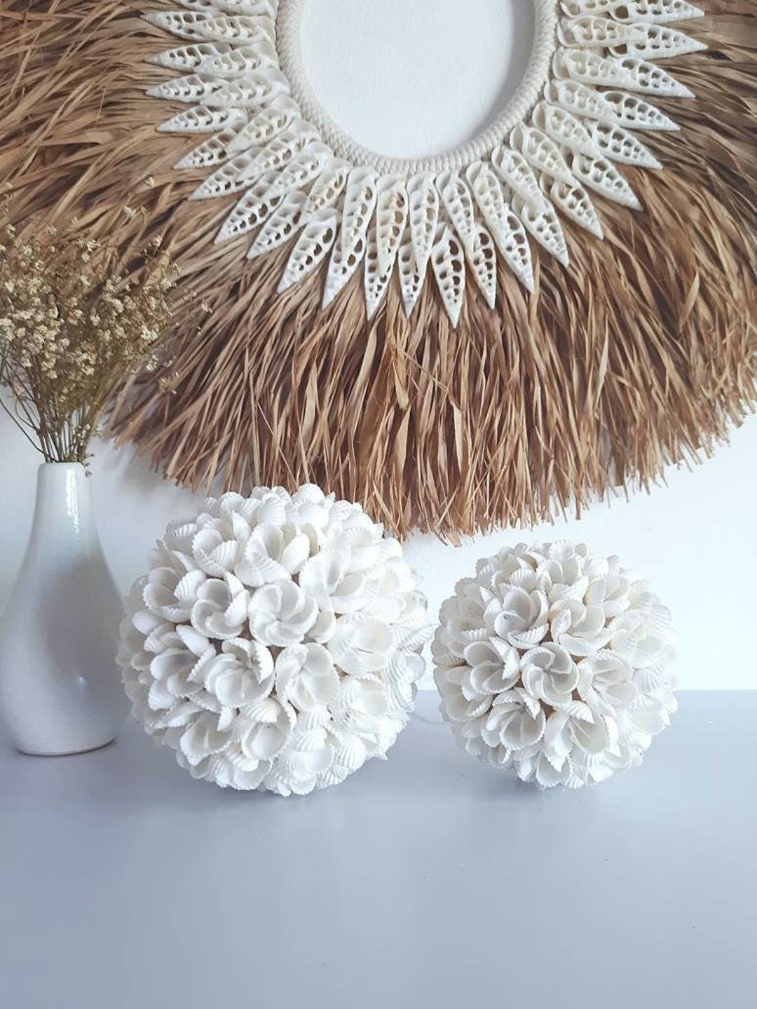 Flower Style Seashell Balls, Shell Flower Ball, Bali Handmade, Home ...