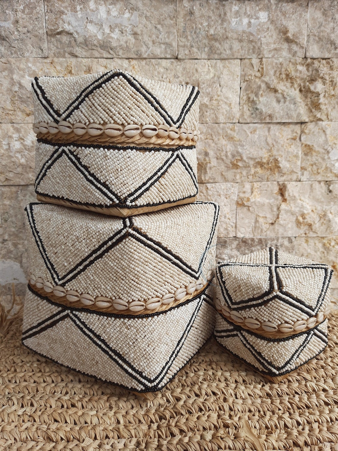 Bali Beaded Box, Bali Handmade, Bamboo Box, Set of 3 - Etsy