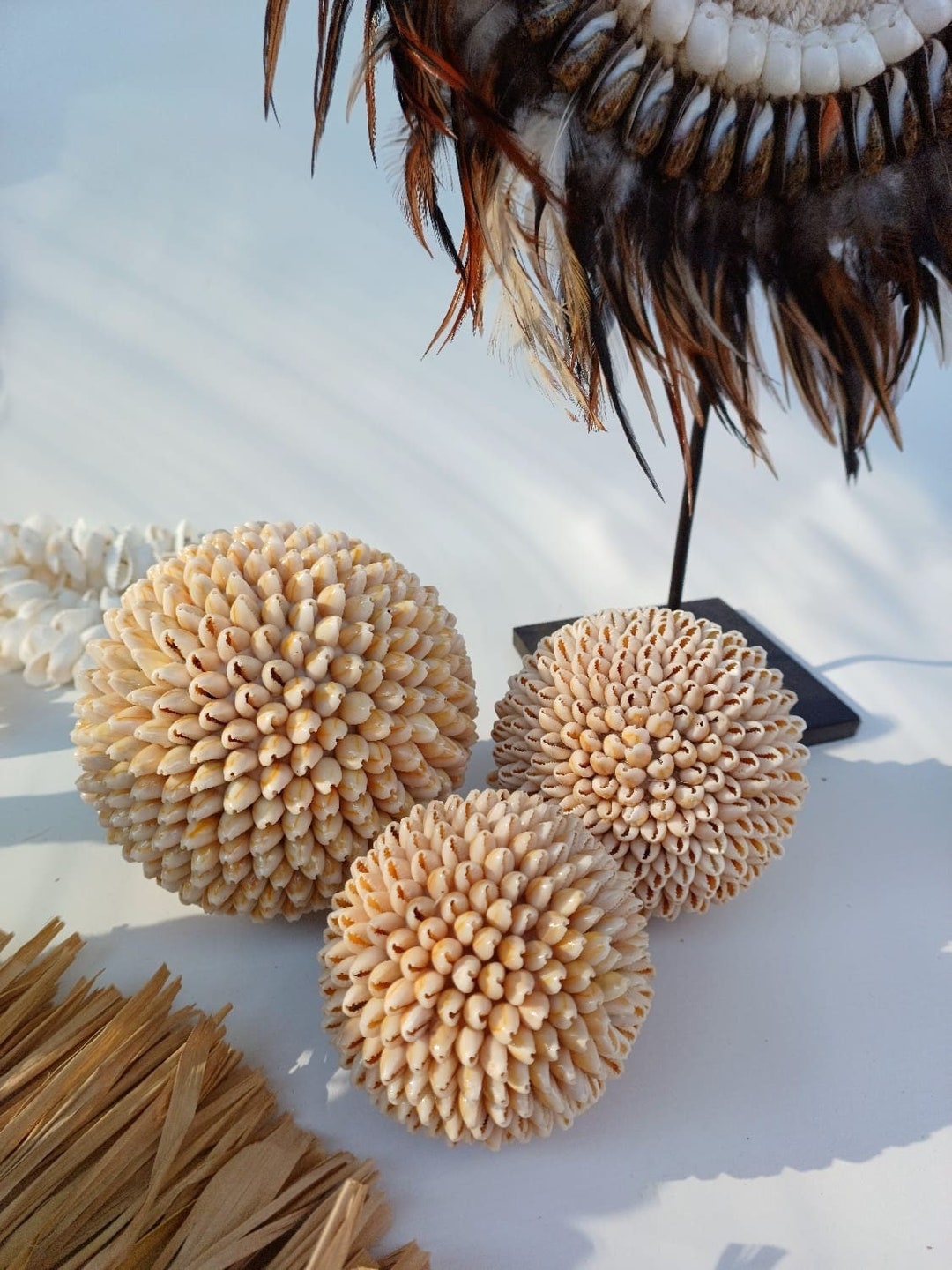 Flower Style Seashell Balls, Shell Flower Ball, Bali Handmade, Home ...