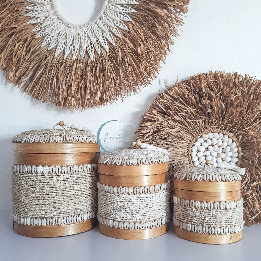 Bali Beaded Baskets Bali Handmade Bamboo Baskets Set of 3 - Etsy