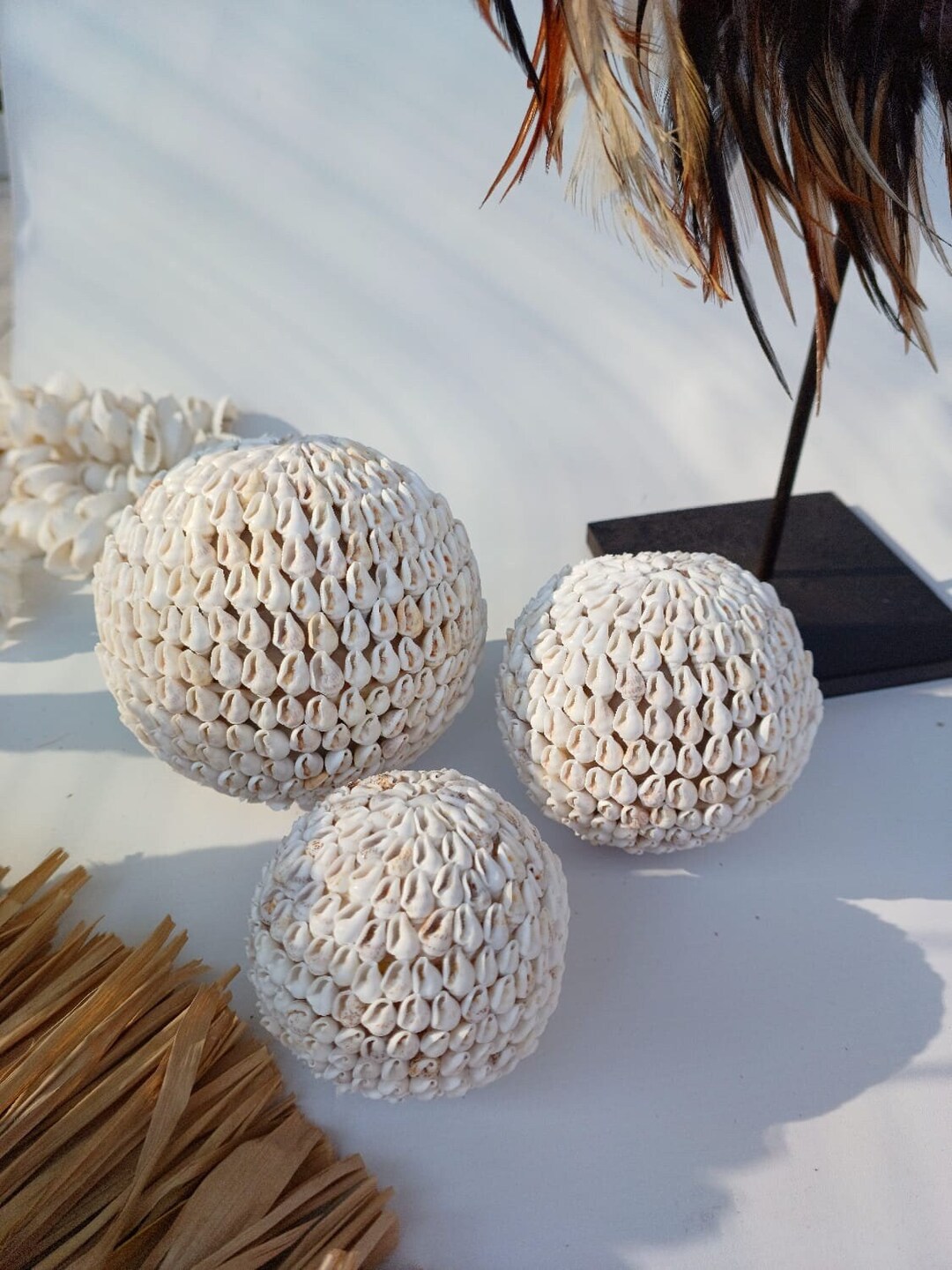 Flower Style Seashell Balls, Shell Flower Ball, Bali Handmade, Home ...