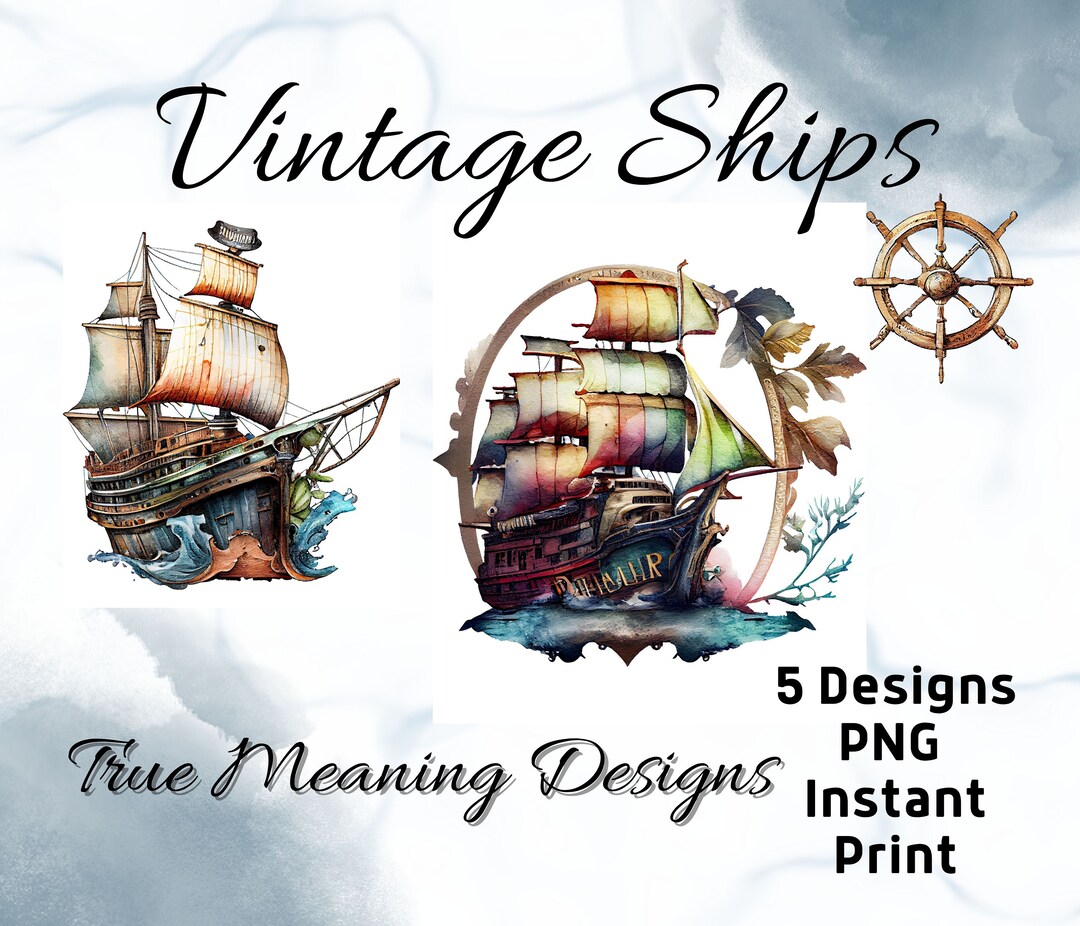 Wall Art for Kids, Watercolor PNG Bundle, Ships at Sea PNG Bundle, Baby ...