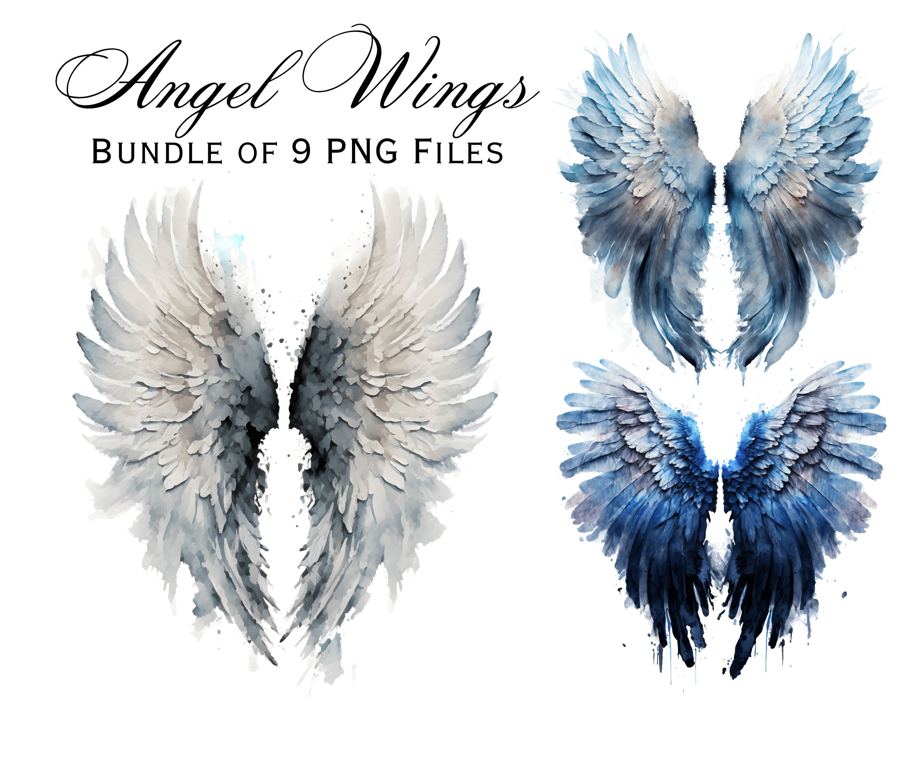 Angel Wings Clip Art, Angel Wings Bundle, Angel Wings PNG, Halo Clipart, Heaven Clipart, White ...