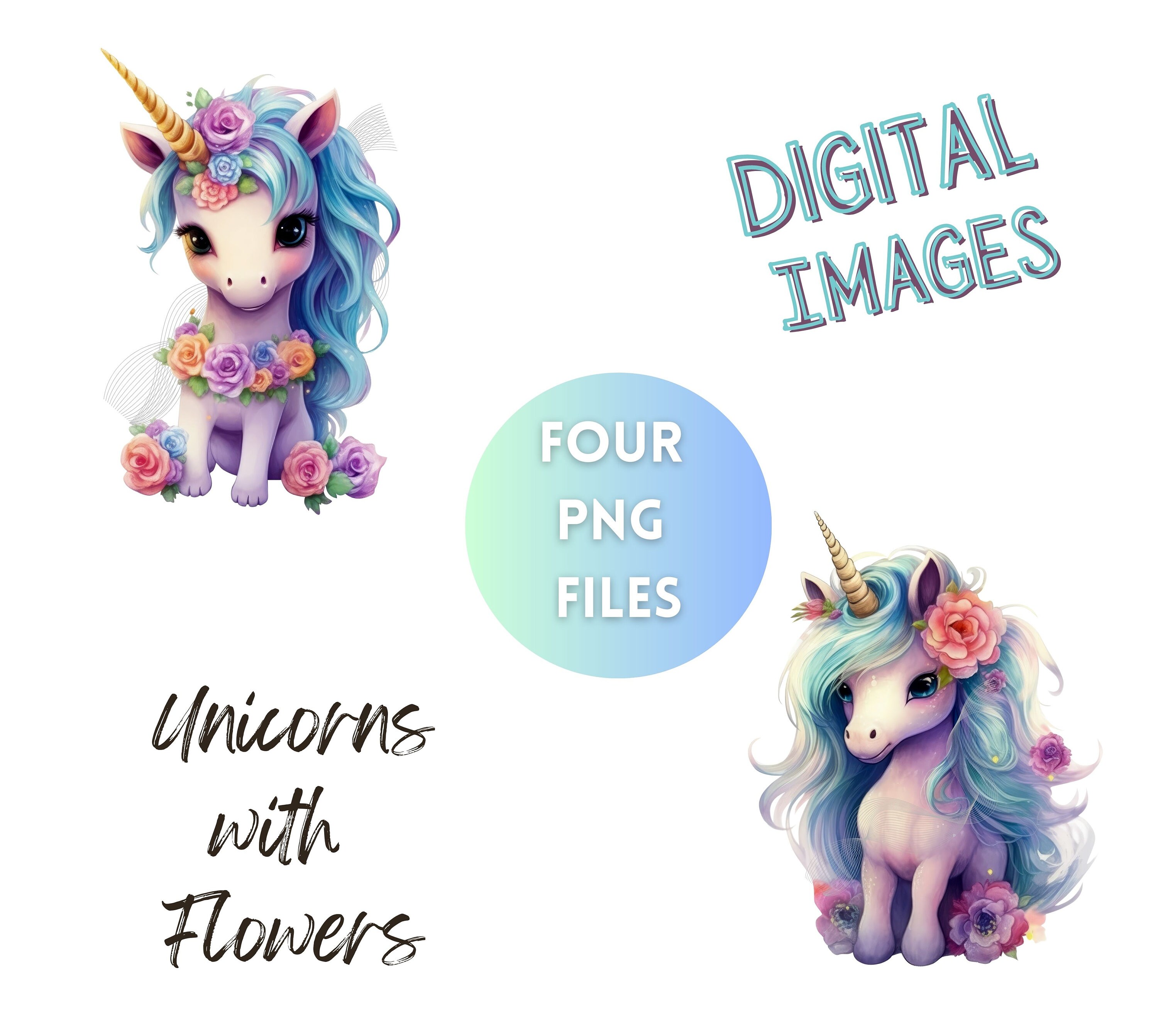 Unicorn Clipart Bundle, Instant Download, Fairy Unicorn Wall Art ...