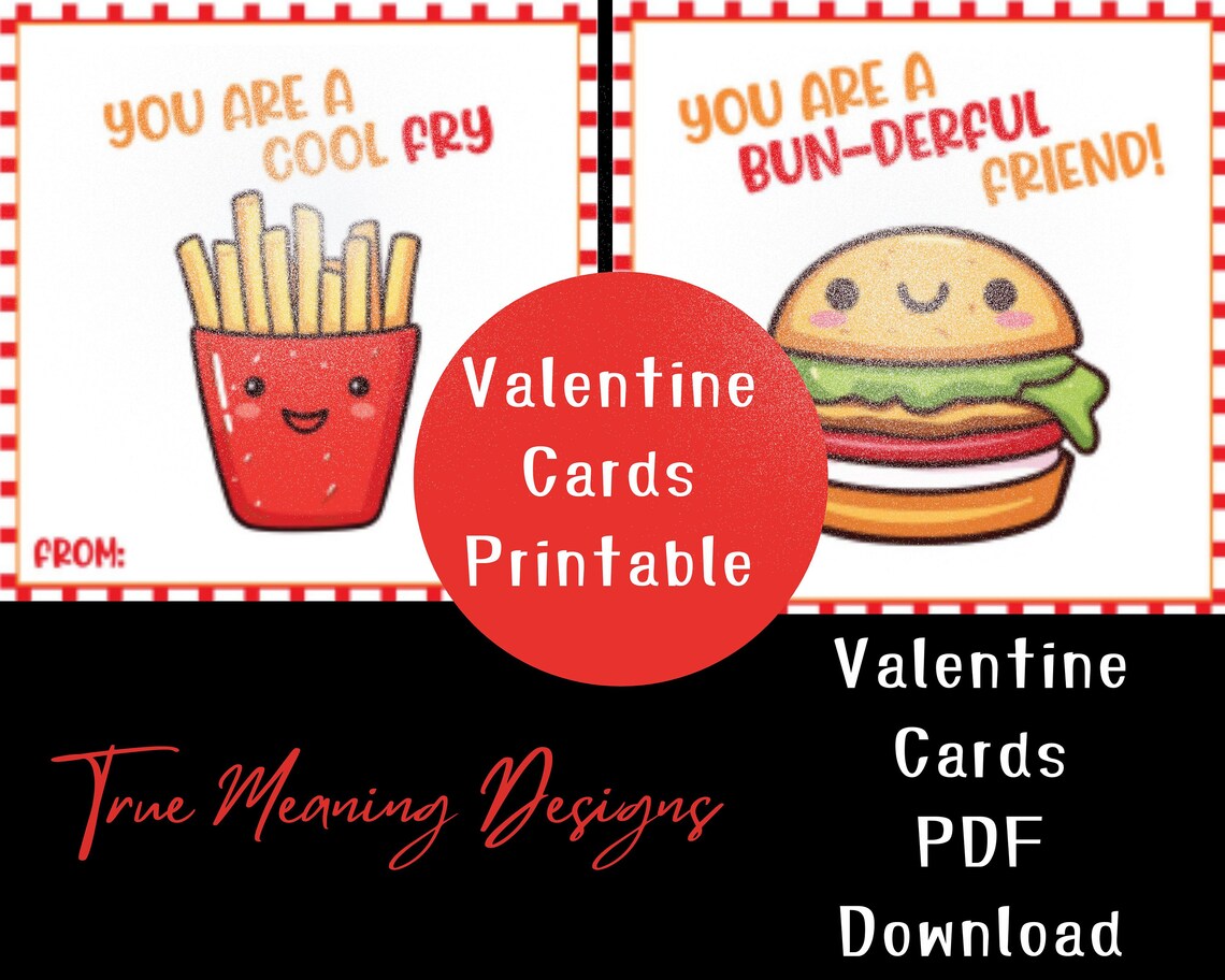 Printable Valentine Cards for Kids, Valentines for Kids, Junk Food ...