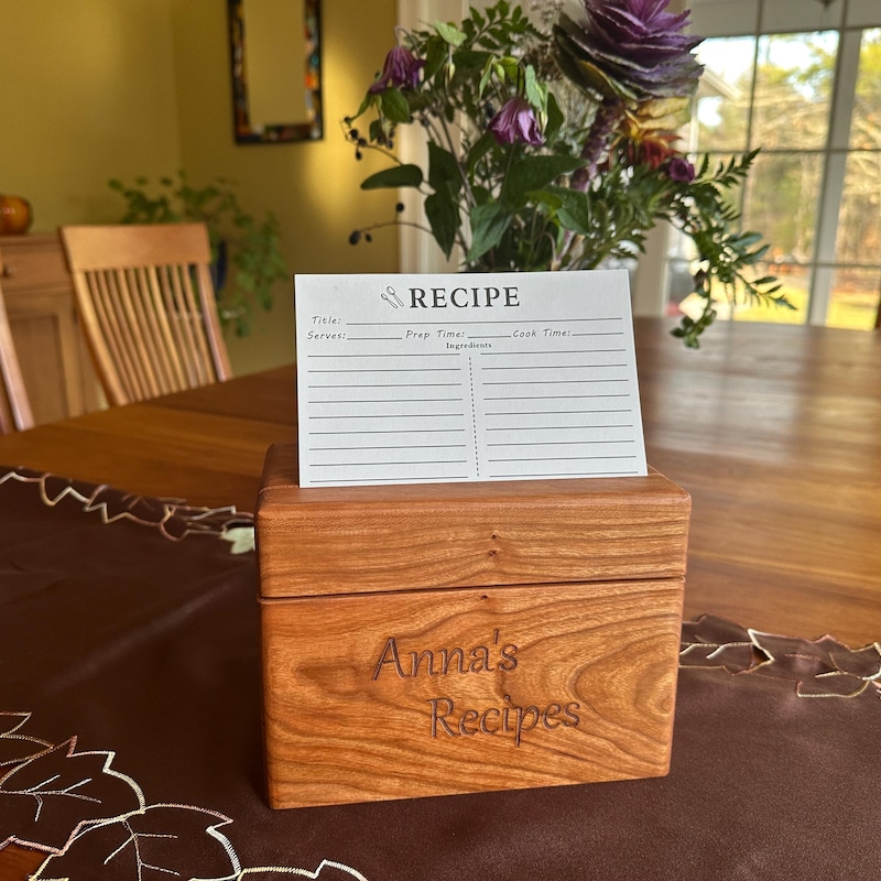 Recipe Box Cherry Wood - Etsy
