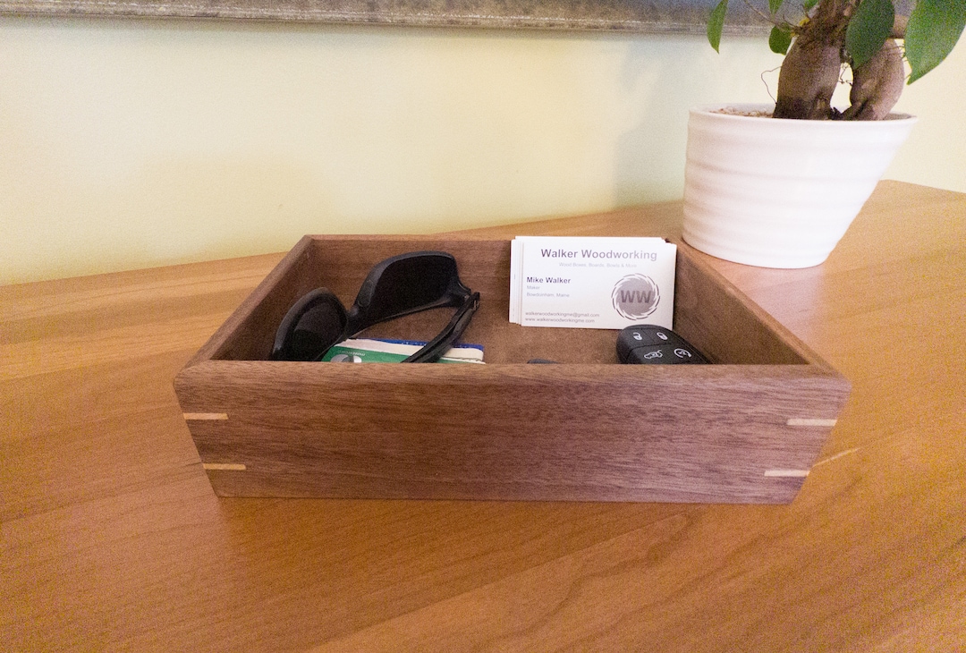 Walnut Wood Valet Box ,organizer, Gift, Handmade in Maine - Etsy