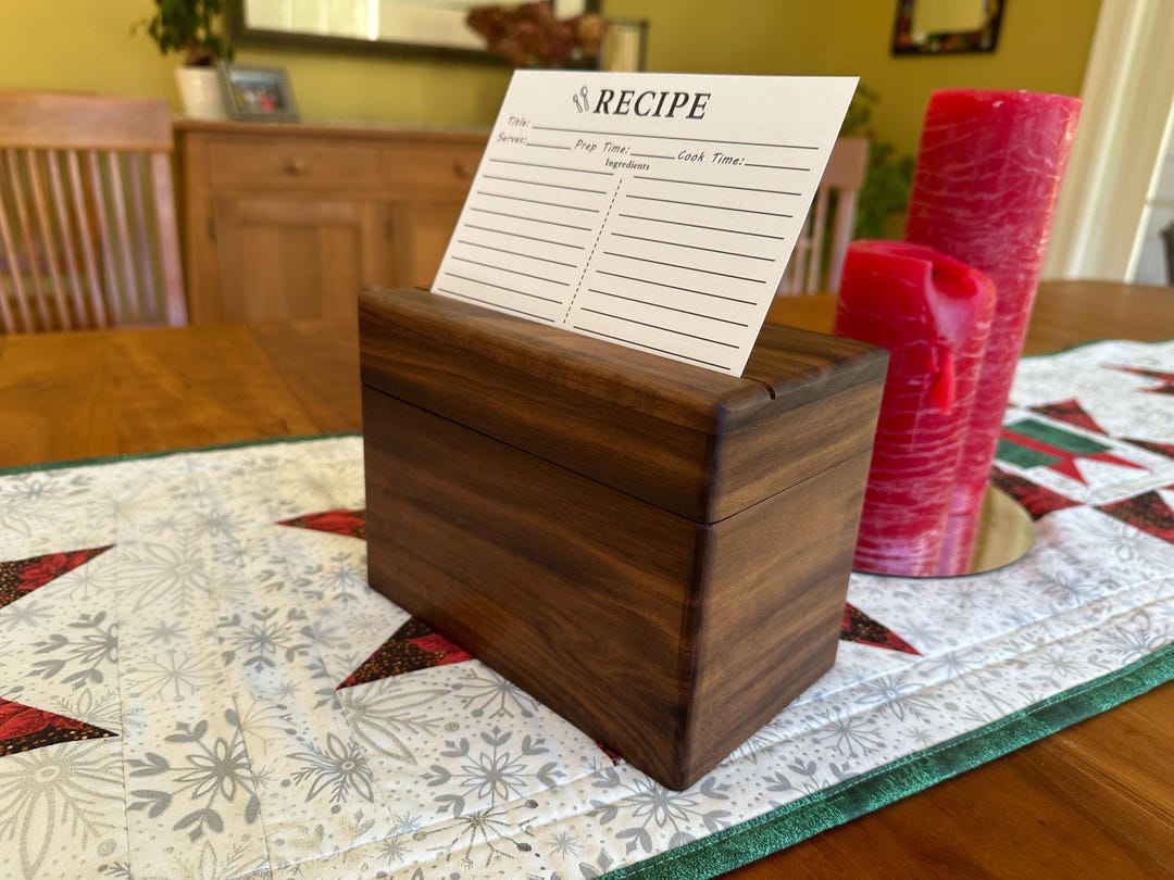 Handcrafted Walnut Recipe Box: Personalized Wooden Keepsake - Etsy