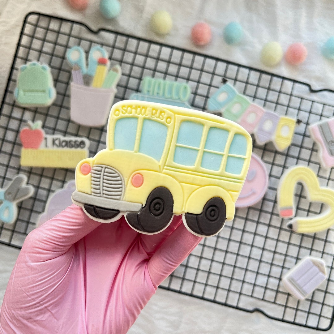School Bus Cookie Embosser & Cutter Fondant Stamp School Enrollment - Etsy