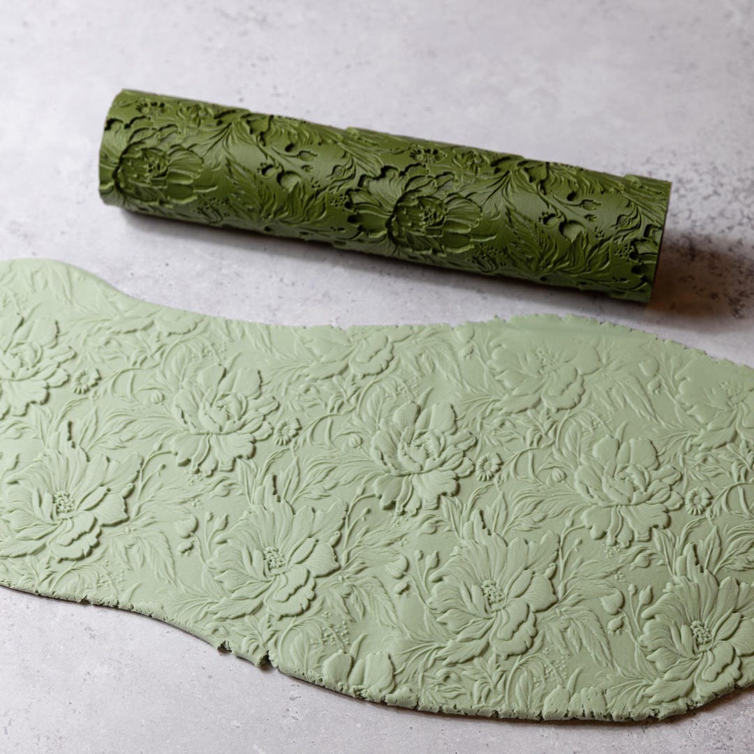 3D Texture Rolling Pin “Vintage Flower” – Deep Floral Ornamental ...