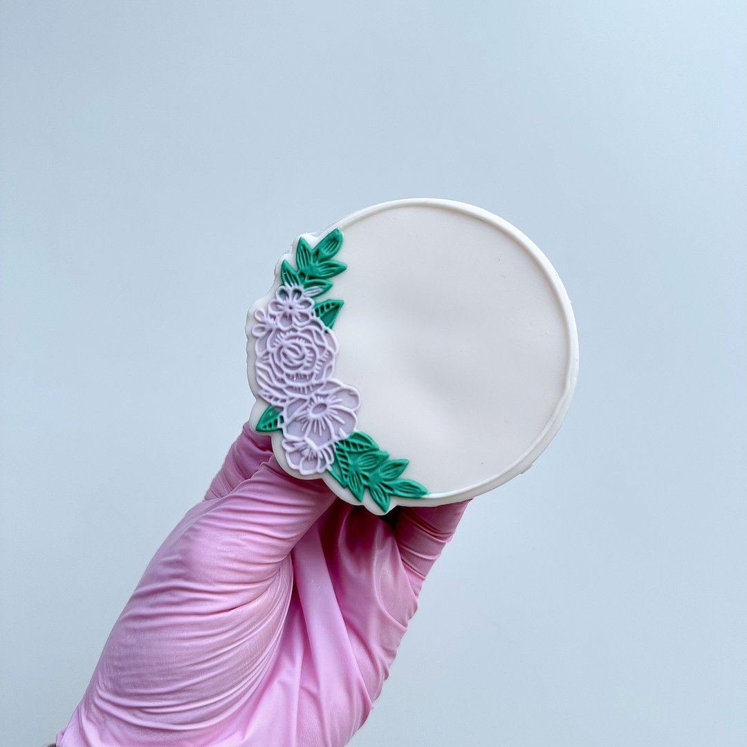 Circle Floral Stamp & Cutter Embosser Stamp Fondant Cookie Cutter - Etsy