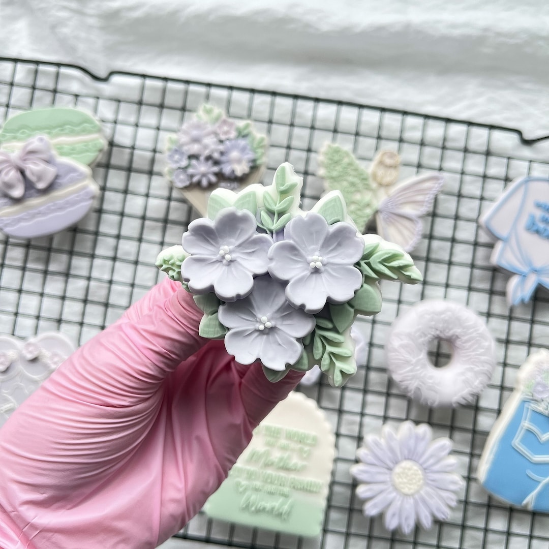 Flowers Cookie Embosser Cookie Stamp With Cutter - Etsy
