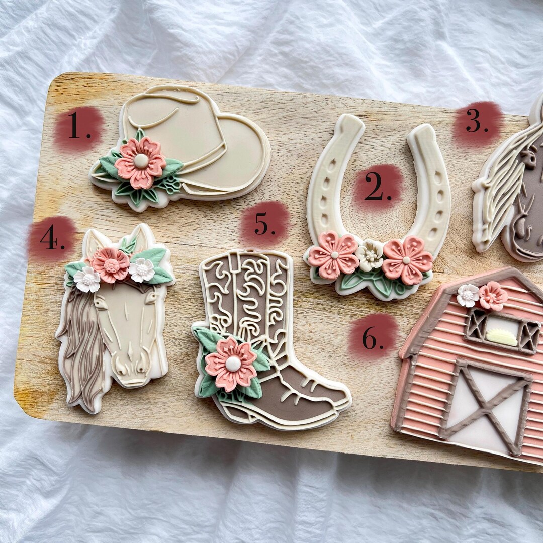 Western Cookie Cutters & Embosser Stamps – Floral Cowboy / Horse ...
