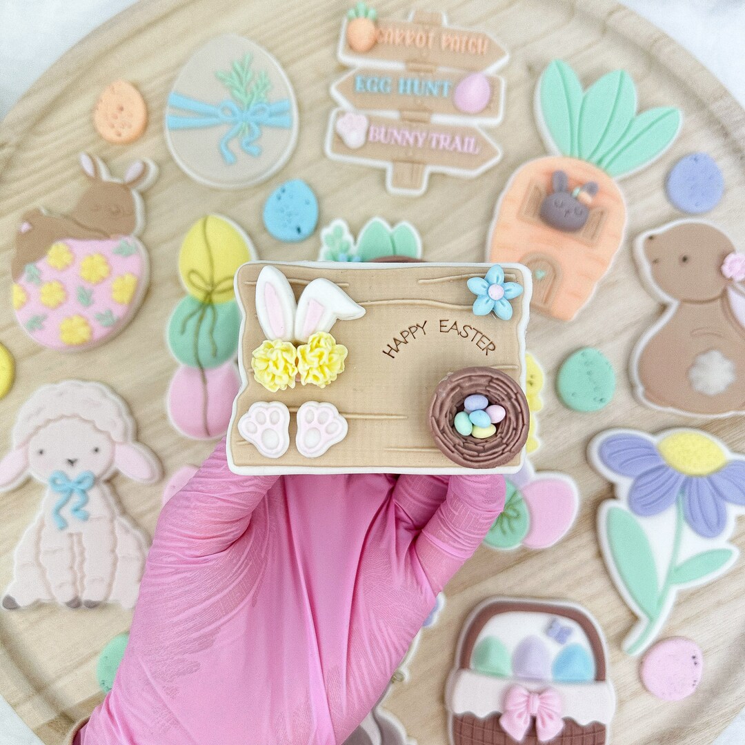 Easter Sign Pop up Easter Fondant Embosser Cookie Stamp Cookie Cutter ...