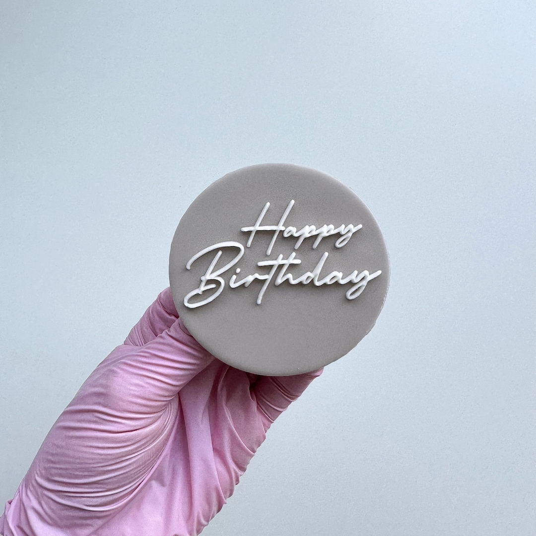 Happy Birthday Lettering Fondant Stamp - Etsy