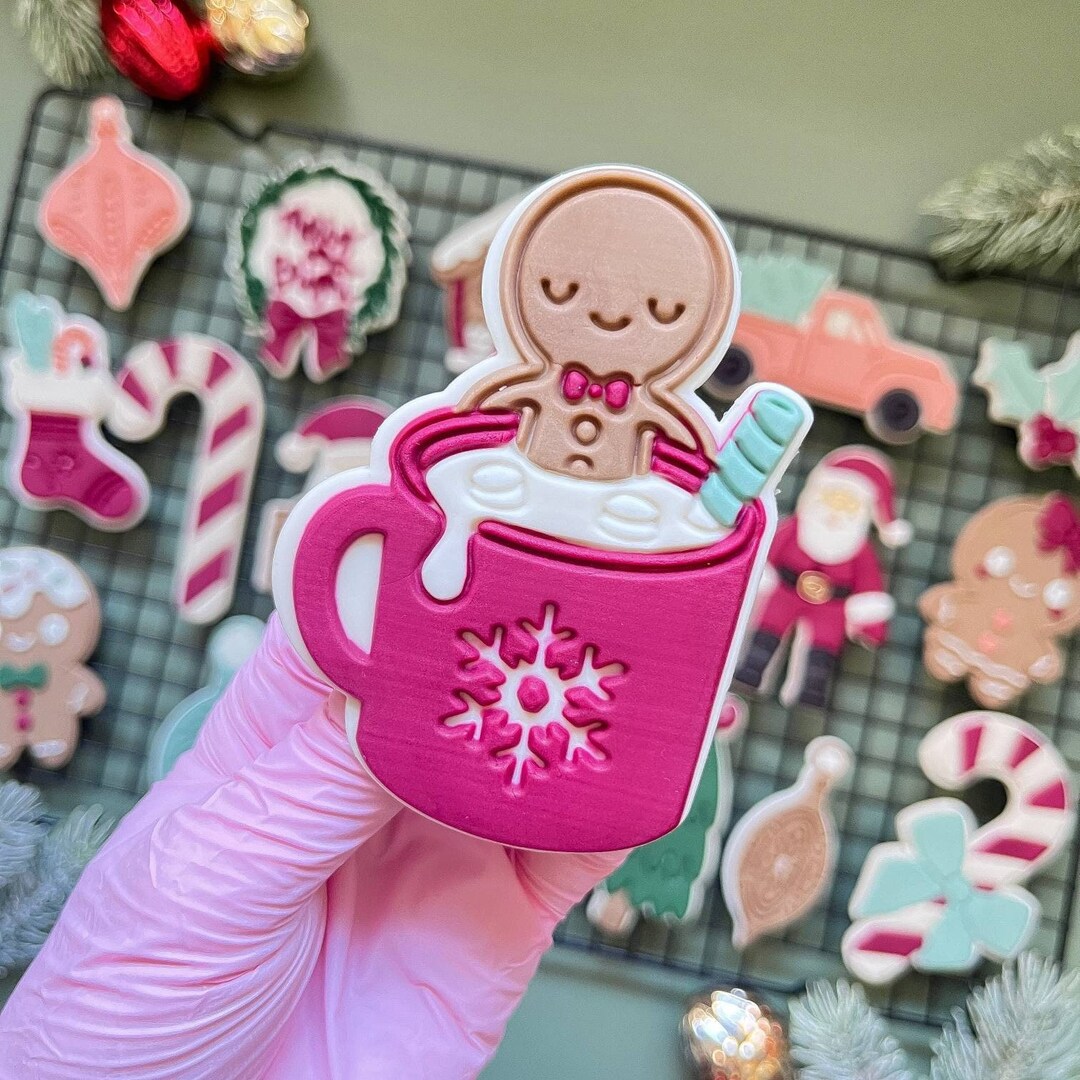 Hot Chocolate Gingerbread Man Pop up Embosser Cookie Stamp With ...