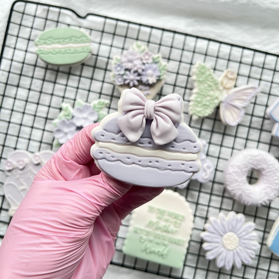 Macaron With Bow Embosser Cookie Stamp With Cutter - Etsy