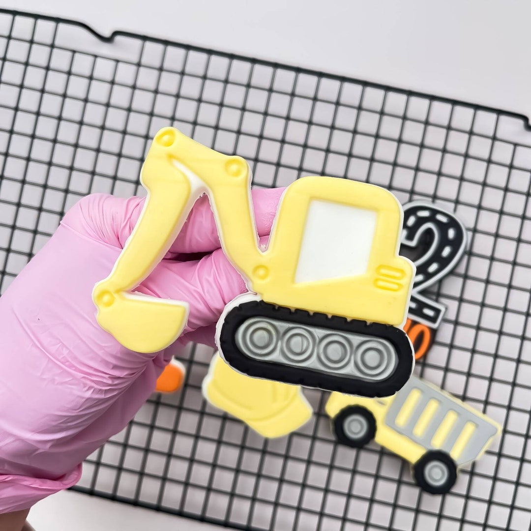 Excavator Construction Site Vehicles Embosser Fondant Stamp With Cookie ...