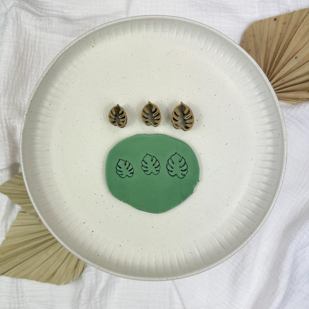Mini Monstera Leaf Cutter Set - Fondant Clay Cutters for Jungle Cookies ...