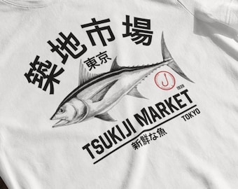 Japanese Tsukiji Market Minimalist Tuna Street Wear Shirt for - Etsy
