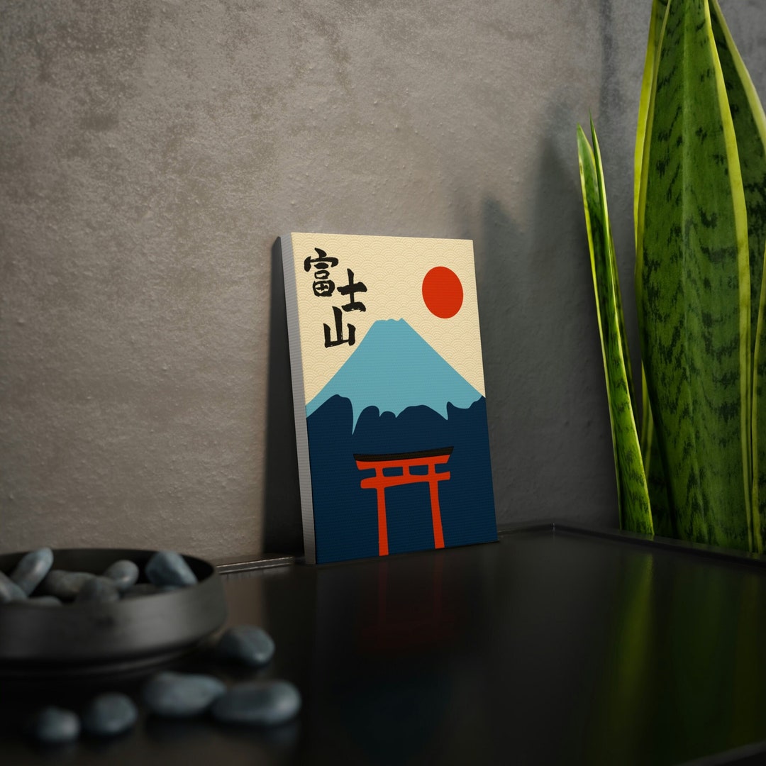 Mount Fuji Boho Canvas Tile | Japanese Bohemian Wall Art Poster | Japan ...