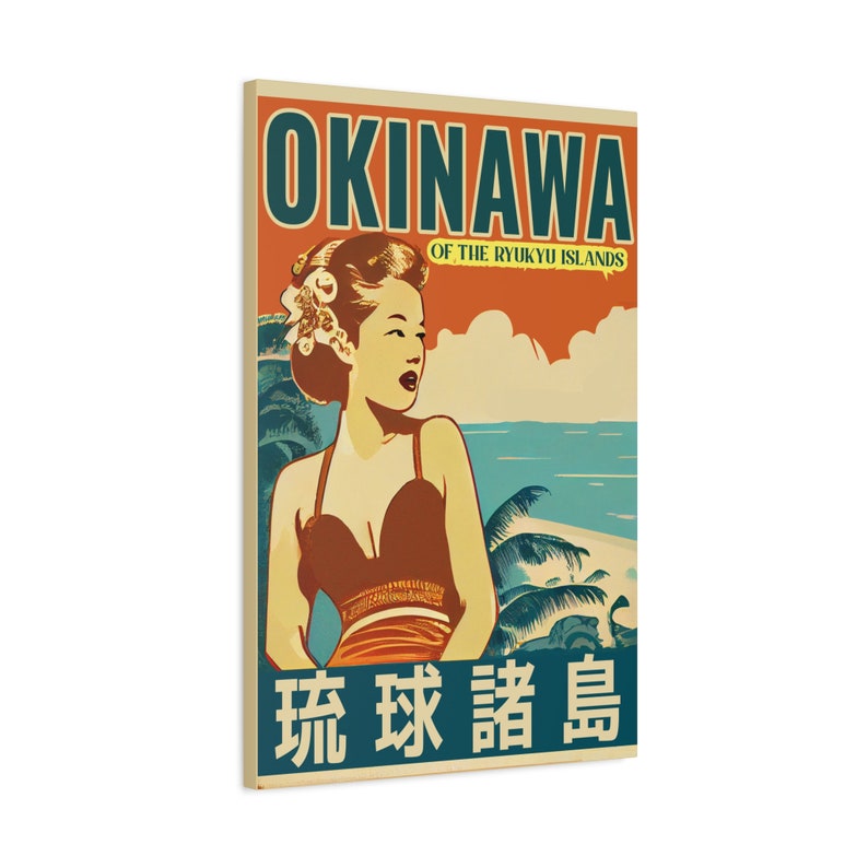 Okinawa Travel Canvas | Vintage Japanese Beach Poster Art - Etsy
