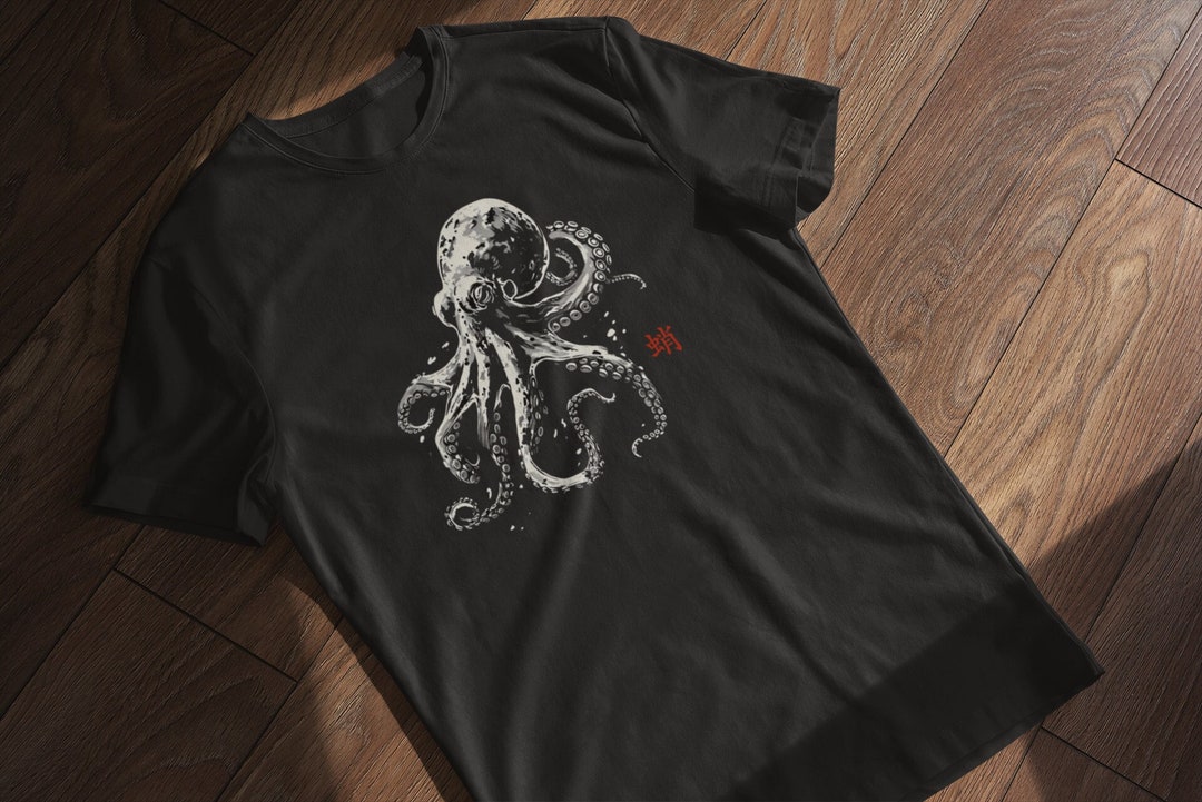 Japanese Octopus Tee | Kanji Street Wear Graphic Shirt | Unisex Marine ...