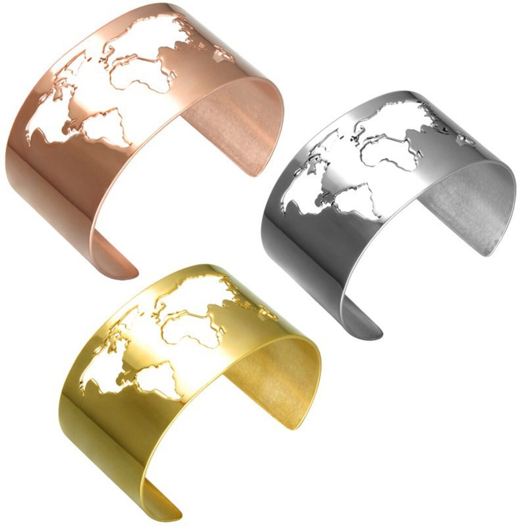 Stainless Steel World Map Bracelet Map Gift Travel Lovers - Etsy