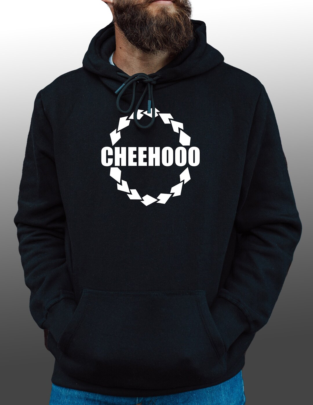Cheehooo Hoodie, Polynesian Tribal, Black Hoodie, Light Gray Hoodie - Etsy