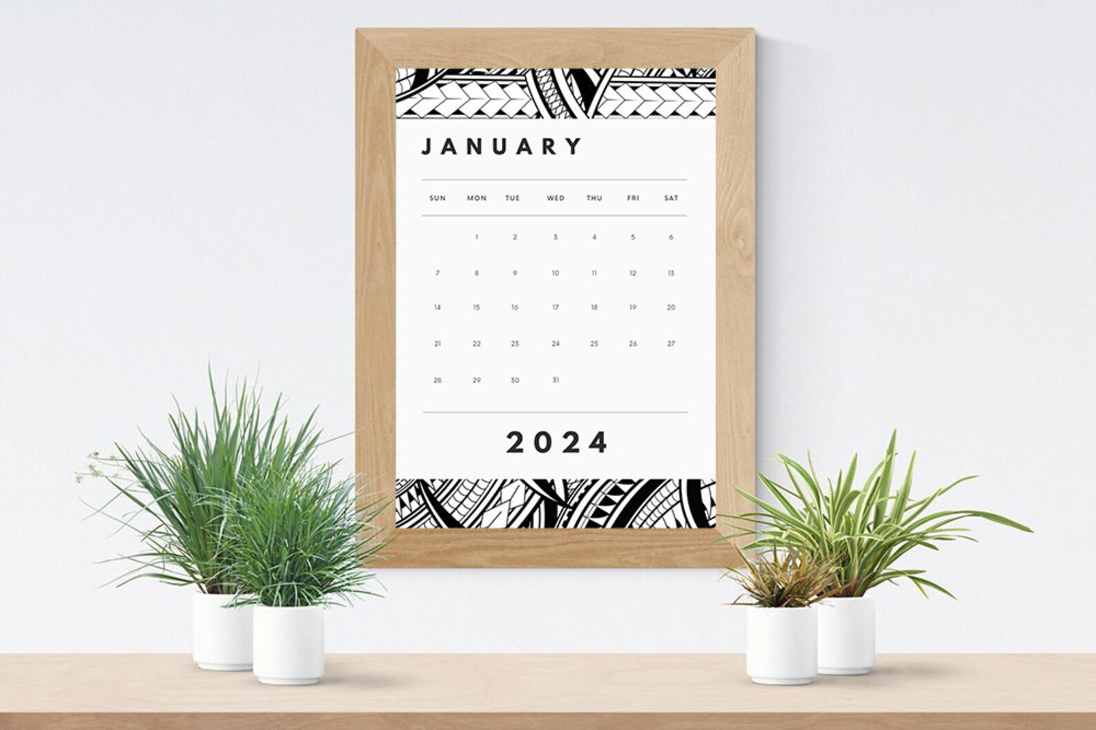 2024 Calendar, Unlined Monthly Calendar, Printable Portrait Calendar ...