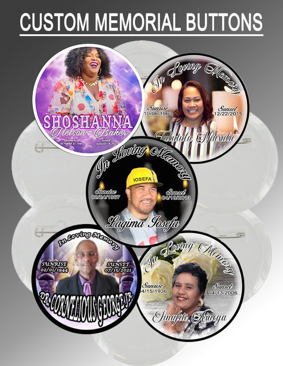 Memorial Buttons 3 Custom Logo Pin in Loving Memory Rest in | Etsy