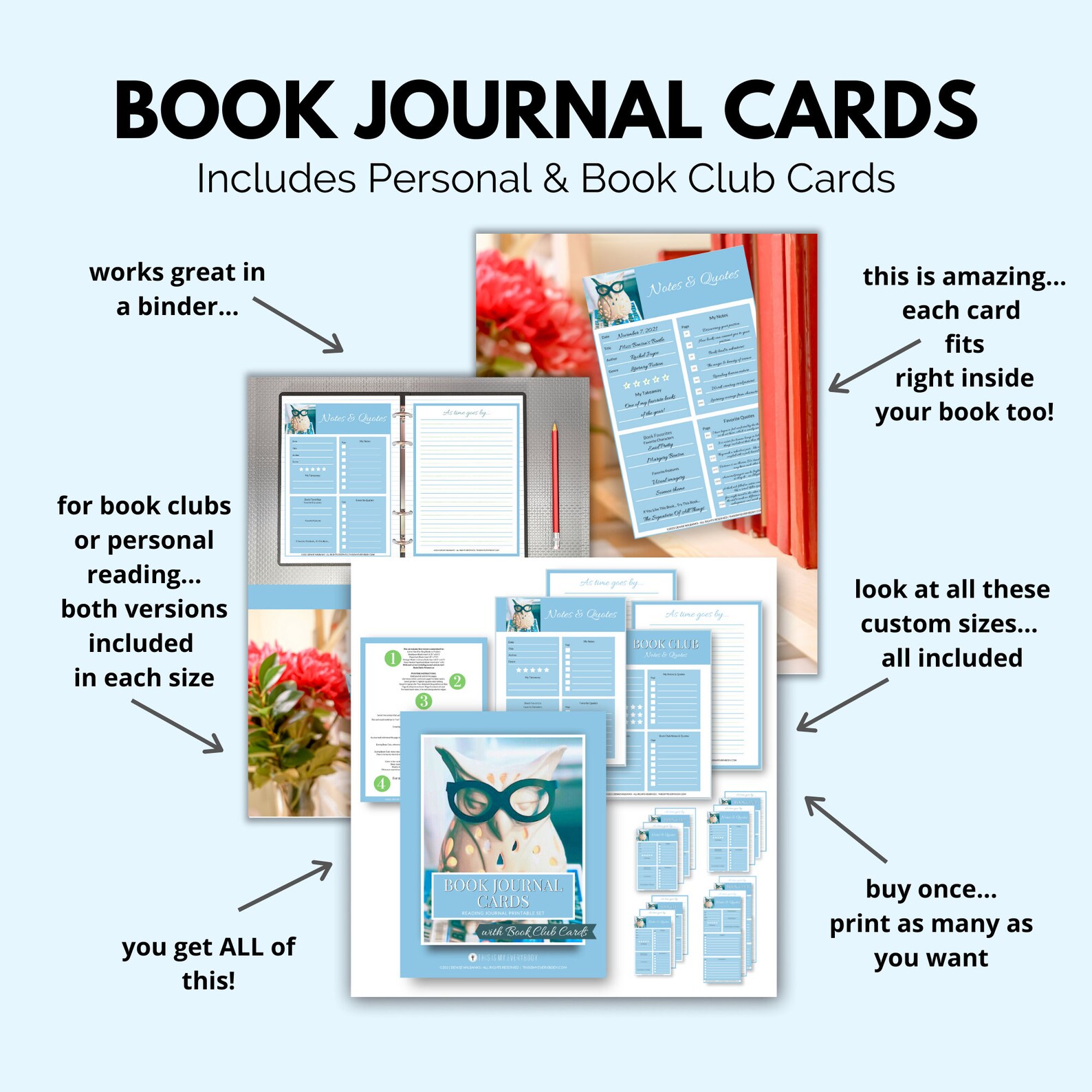Reading Journal Printable Cards Reading Printable Template - Etsy