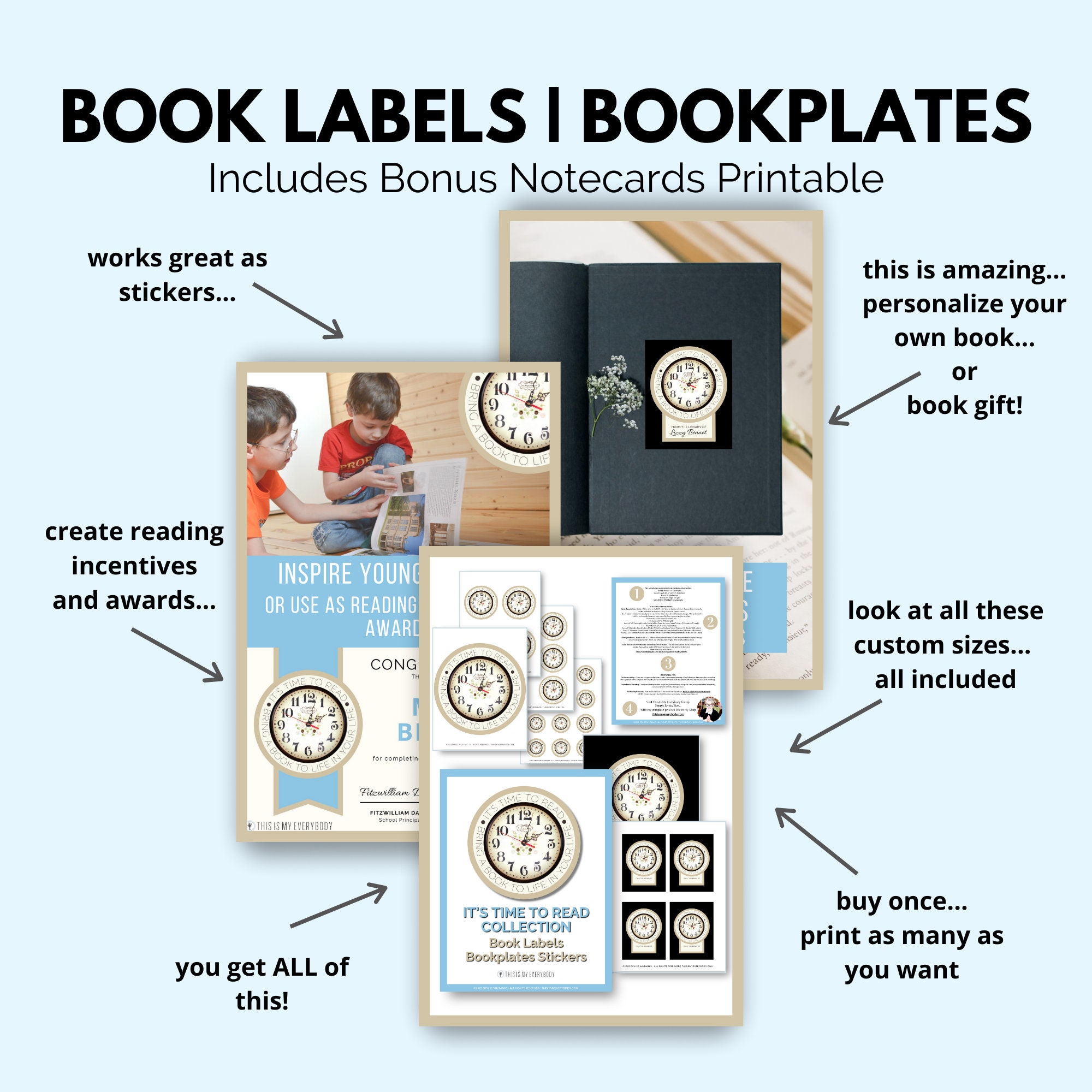 Printable Bookplate Stickers & Book Labels • Print Your Own Custom ...