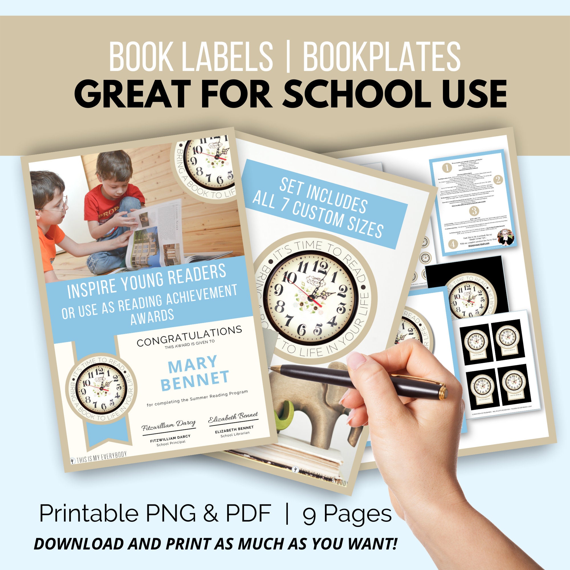 Printable Bookplate Stickers & Book Labels • Print Your Own Custom ...