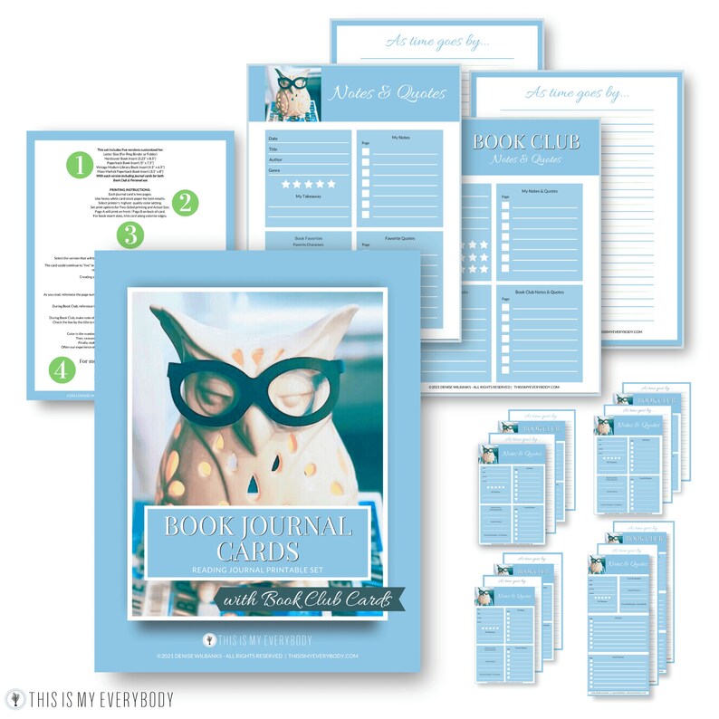 Reading Journal Printable Cards Reading Printable Template - Etsy