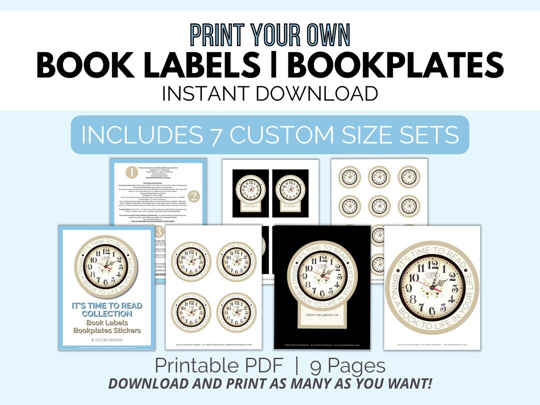 Printable Bookplate Stickers & Book Labels • Print Your Own Custom ...